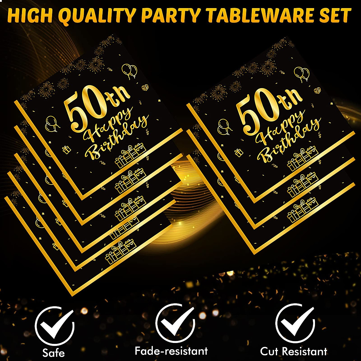 82 Pcs 50th Anniversary Decorations 50th Birthday Decorations Back in 1973 50th Wedding Anniversary Party Supplies Disposable Tableware set Plates Napkins Forks Table Covers Supplies for Men