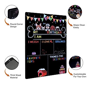 Reusable Dog Birthday Party Supplies, Double Sided Chalkboard for Dog Girl First Birthday, Dog Birthday Backdrop Props, Gift for Cat Party Decorations, Size 10"*12"