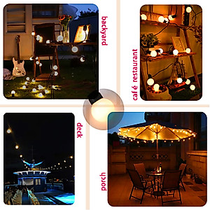 ENCHANT Outdoor String Light 43 FT Strand –LED Lights with 20 Bulbs (2 LED Chips Spare), Weatherproof Connectable Hanging for Patio Garden Bistro Café Night Party Decoration Warm White G50-G1