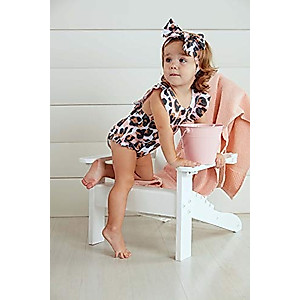 Mud Pie baby girls LEOPARD SWIMSUIT AND HEADBAND, Pink, 12-18 Months US