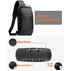 Voohek Sling Bag Backpack Cross Body Waterproof Anti-Theft Shoulder Daypack with USB Charging Port, Black