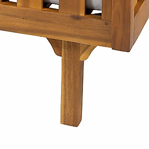 Christopher Knight Home Tina Outdoor 3 Seater Acacia Wood Daybed, Teak Finish, Light Grey