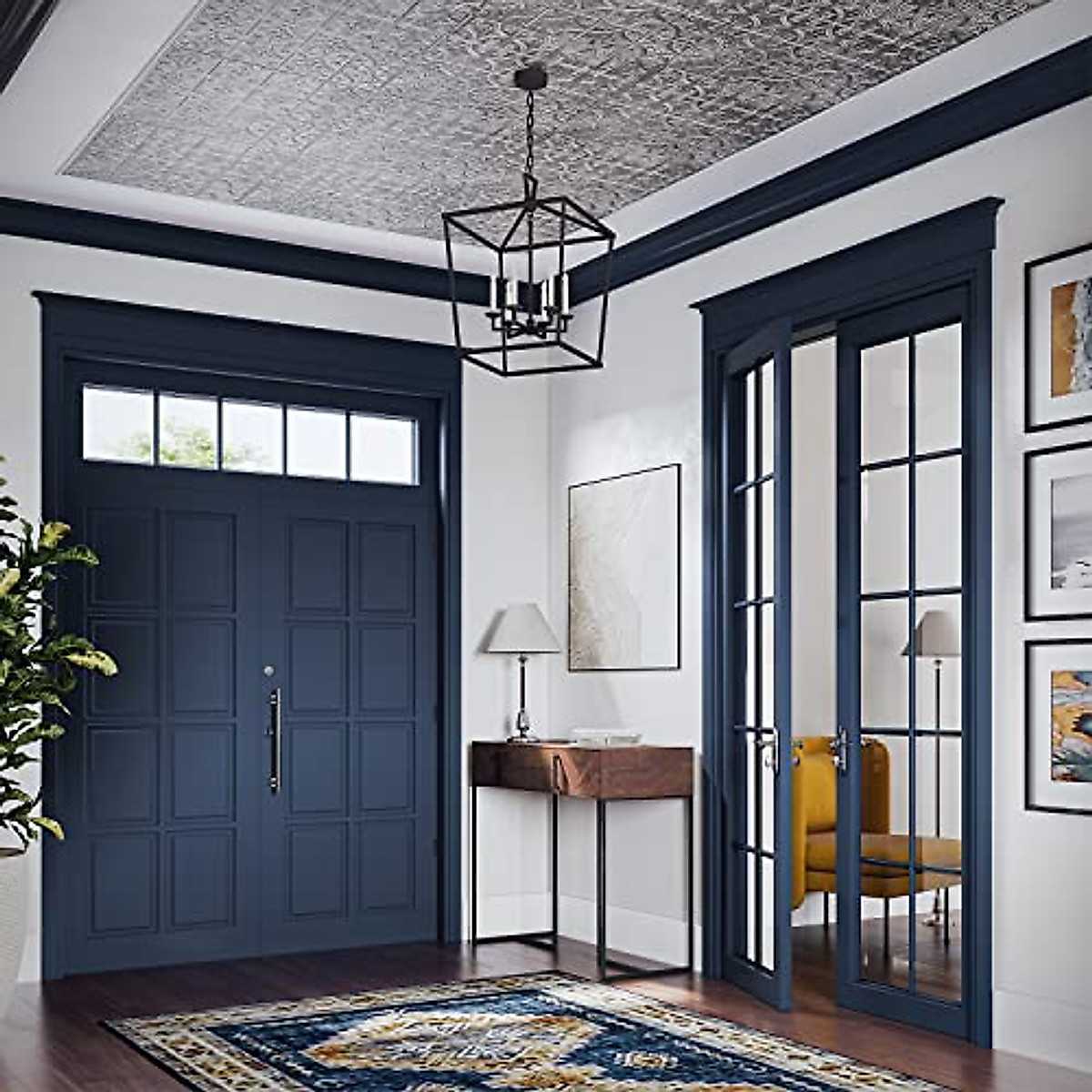 American Tin Ceilings [5 Pack Kit] 24" x 24" 100% Tin Nail-Up Ceiling Tiles | Pattern #3 Raw Unfinished Small Victorian Design with Floral Arching Diamonds for Ceilings & Kitchens | Kit-n-p03-raw