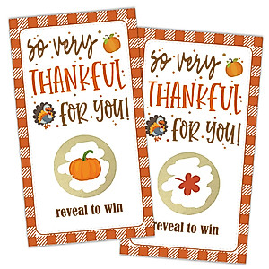 REWIDPARTY Fall Party Scratch Off Game Cards（32 PCS） Thankful for You Scratch Off Cards Thanksgiving Raffle Tickets Drawing Prizes for Family Kids Adults Thanksgiving Dinner Party Games Supplies