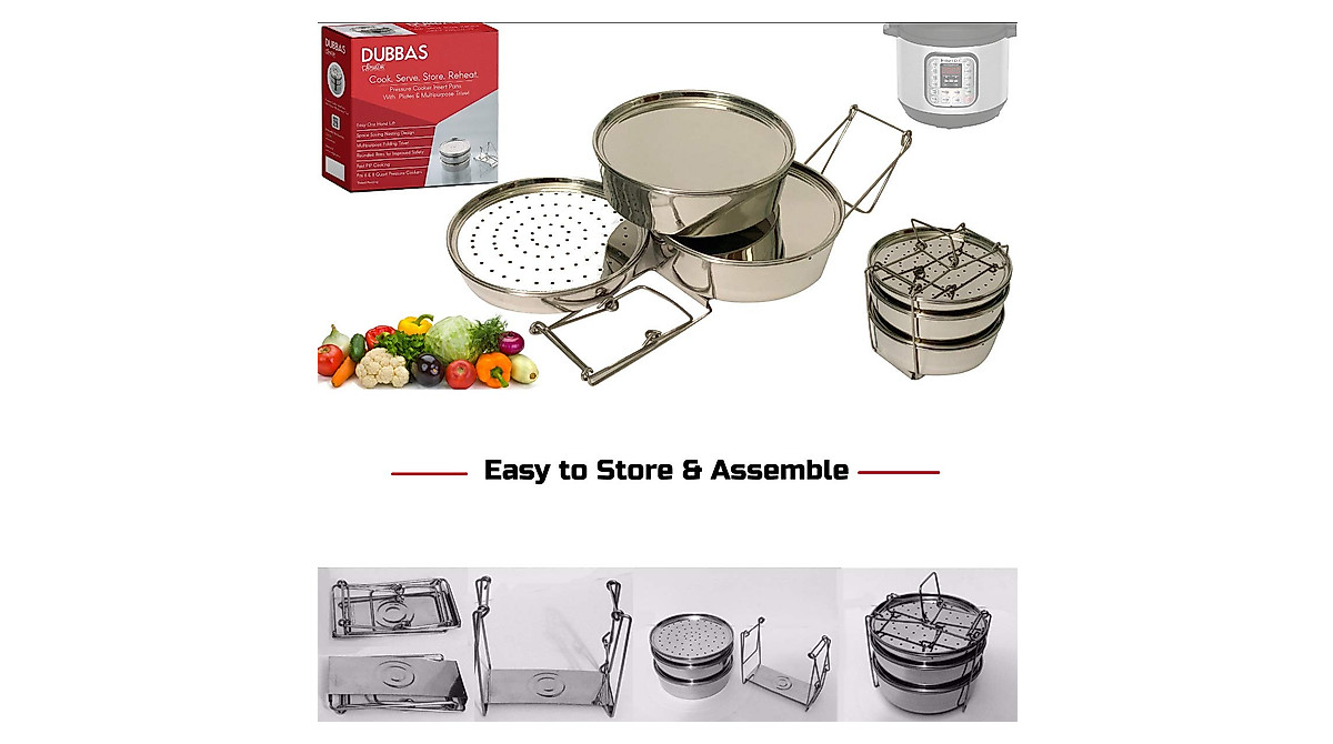 Dubbas 3 Tier Stainless Steel Insert Pans for Instant Pot