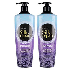 Elastine Silk Repair Shampoo Baby Powder Scent x 2 Pack (550ml 18.6 Fl.oz/each)