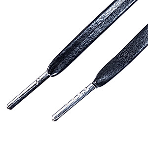LitLaces - Premium Sheep Skin Synthetic Leather Shoe Laces for Boots & Sneakers (Black, 54")