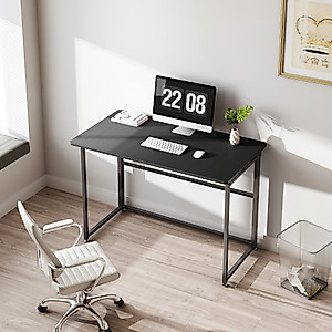 EUREKA ERGONOMIC Folding Desk, Foldable Computer Desk 43 Inch, No Assembly Desk for Study Student Writing Home Office Workstation Bedroom, Portable Desk with Adjustable Feet, Space Saving, Black