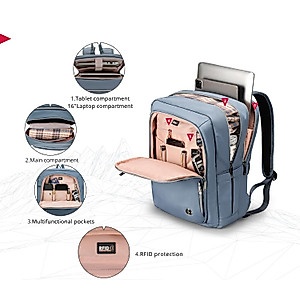 Swissdigital Design Laptop Backpack For Women, College Bookbags With USB Charging Port, Large Capacity Computer Backpacks For Work Business Blue (KATY ROSE SD1006F-13)