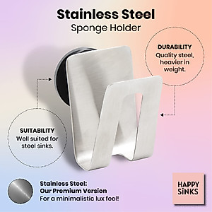 Happy Sinks Magnetic Sponge Holder for Kitchen Sink - Suitable for Steel - Metal - Composite Sinks - Strong Magnetic Backing - Durable and Sustainable Solution - Sink Caddy Sponge Holder - (Steel)