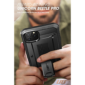 SUPCASE for iPhone 11 Pro Max Case with Screen Protector (Unicorn Beetle Pro), [Built-in Stand & Belt Clip] Heavy Duty Full-Body Shockproof Protective Phone Case for iPhone 11 Pro Max 6.5", Black