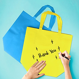 BLEWINDZ 50 Pcs Large Gift Bags with Handles Bulk - 16 x 6 x 12 Inch Reusable Grocery Shopping Bags - Non-Woven Tote Grocery Bags, Retail Bags, Party Favor Bags (10 Colors)