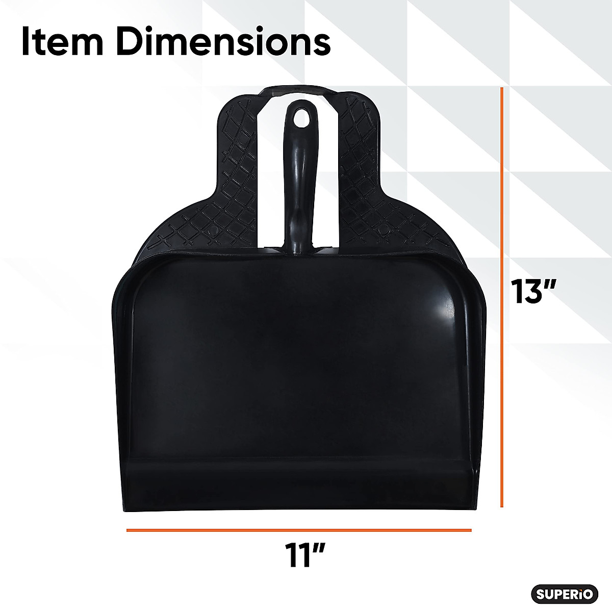 Superio Heavy Duty Plastic Step-on Dustpan with Comfort Grip Handle Black, Durable, Lightweight Multi Surface Dust Pan Easy Broom Sweeping, 10-inch Wide, 2-Pack