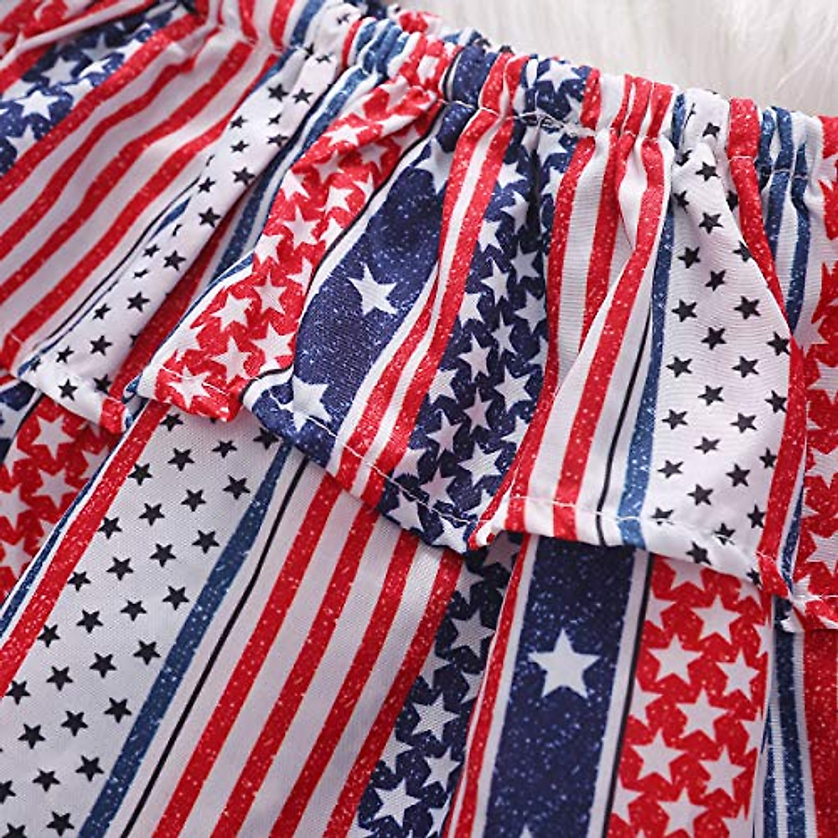 Noubeau 4th of July Toddler Girl Outfit American Flag Halter Top Girls Ripped Jeans Denim Shorts Baby Girl Summer Clothes (Blue, 2T / 3T, 2_Years)