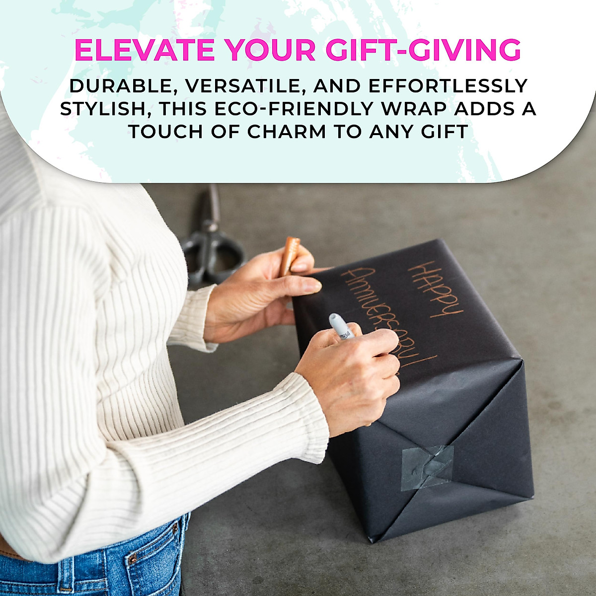 Black Kraft Arts and Crafts Paper Roll - 18 inches by 100 Feet (1200 Inch) - Ideal for Paints, Wall Art, Easel Paper, Fadeless Bulletin Board Paper, Gift Wrapping Paper and Kids Crafts - Made in USA