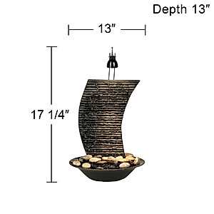 Water Ripple Japanese Zen Indoor Tabletop Fountain 17 1/4" High with Light Waterfalls Meditation Decor for Table Desk-Top Home Office Bedroom House Living Room Relaxation - John Timberland