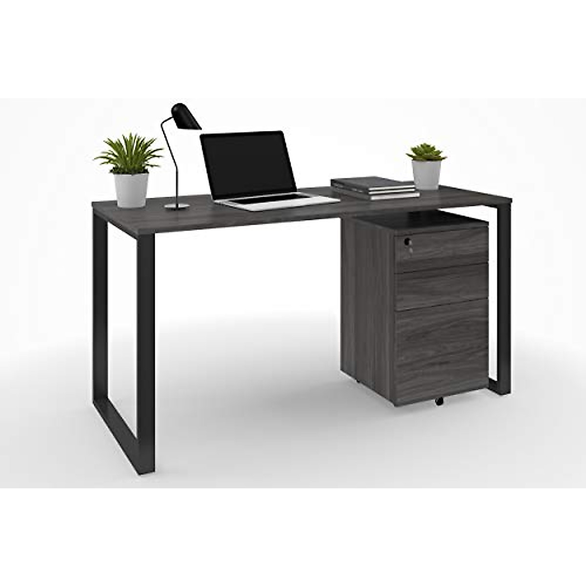HON Basyx Commercial-Grade Executive Desk, 55", Gray