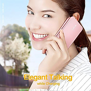 Luxtude 5000mAh Portable Charger for iPhone, Ultra Slim MFi Apple Certified Battery Pack Built in Lightning Cable, Fast Charging Power Bank for iPhone 13/12/11 Pro/X/XR/XS Max/8/7/6S, Rose Gold Pink.