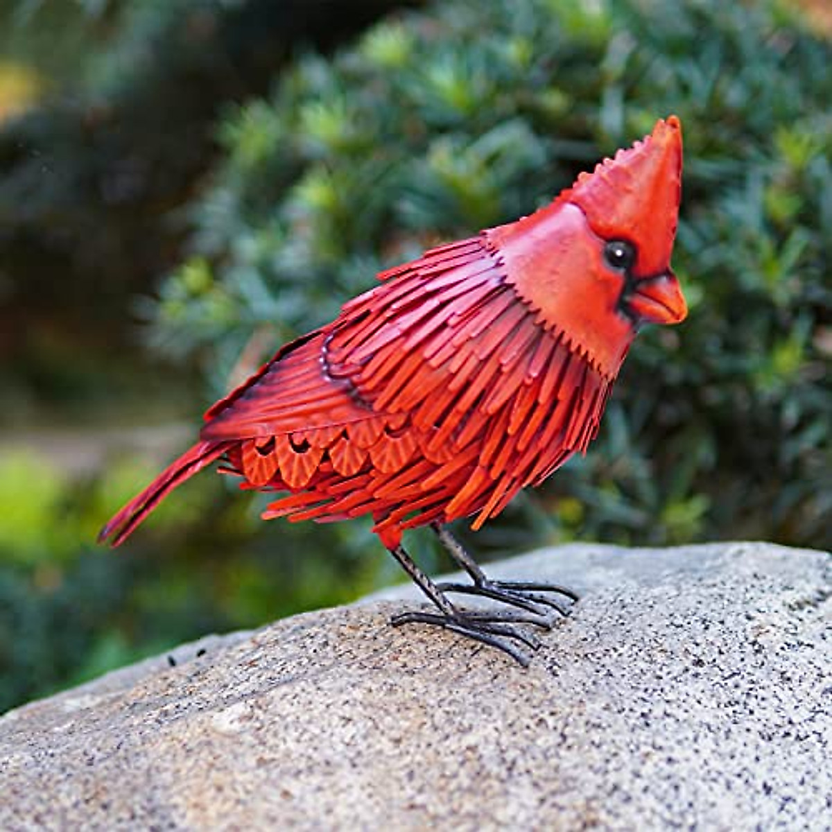 haitianxin Metal Cardinal Garden Decor Outdoor, Creative Large Red Bird Statue Yard Ornament, Cardinal Garden Decorations Yard Art for Patio Lawn Pathway Courtyard Vacation Holiday Collectible