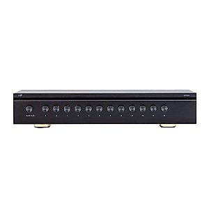 Monoprice SS-Pro 12 High Power Dual Source 300 Watt Peak 12 Pair Impedance Matching Speaker Selector (139067), Black