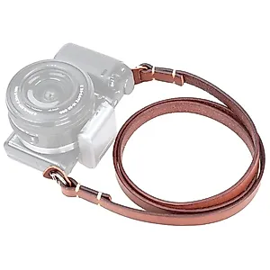 CANPIS Genuine Leather Camera Neck Shoulder Strap Compatible with Fujifilm Sony Olympus Panasonic Lecia Canon Nikon Mirrorless Compact Cameras (Brown, Retro Style, Slim Belt)