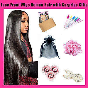 LRSICAL Lace Front Wigs Human Hair Straight 5x5 HD Lace Closure Wigs Human Hair Pre Plucked 180 Density Straight Human Hair Wigs for Black Women (5x5 Hd Lace Closure Wigs, 20 Inch, Straight)
