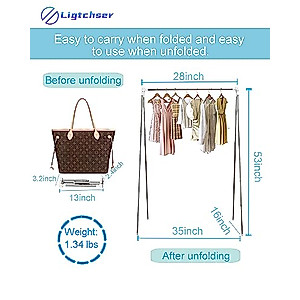 Ligtchser Portable Travel Garment Rack,Folding Clothes Rack for Dance,Travel,Camping, Drying,RV, Indoor,Outdoor. A Collapsible Mini Clothing Rack.