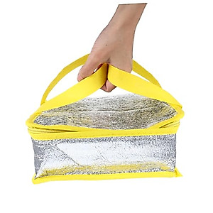 SOLUSTRE 10pcs Pizza Cooler Bag Insulated Bag Reusable Insulated Shipping Bags Cooler Thermal Bag Insulated Cake Carrier Bike Bag Food Tote Plastic Yellow