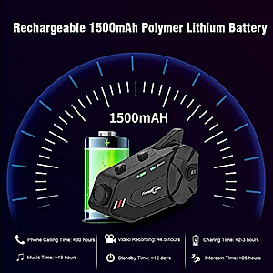 FreedConn Motorcycle Helmet Headset with Camera R1plus Bluetooth Intercom 1000M 6 Riders Waterproof Wireless FM Radio Communication Systems for Most Helmets