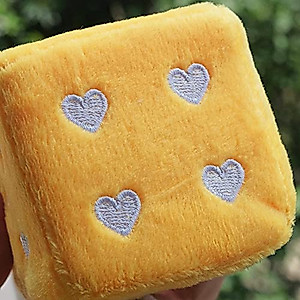 Cyncoy Pair Fuzzy Plush Dice for Car Rearview Mirror, 3" Retro Square Heart-Shape Decoration Dice for Hanging Car Accessories, Car Decorations for Women (Pink) (FD001)