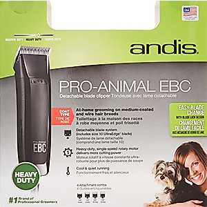 Andis Pro-Animal EBC Detachable Blade Clipper, Professional Animal/Dog Grooming, MBG-4, Black (53315)