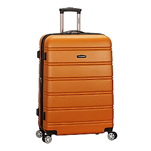 Rockland Melbourne Hardside Expandable Spinner Wheel Luggage, Orange, Checked-Large 28-Inch