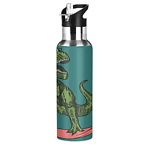 senya Water Bottle Handle Straw Lid Skateboard Dinosaur Vacuum Insulated Stainless Steel Thermos Water Bottle Leak Proof Sports Coffee Maker Cup