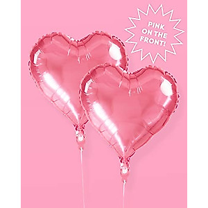 xo, Fetti Pink Heart Foil Balloon Set - 4 pc | Birthday Decorations, Bachelorette Backdrop, Valentine's Day Baby Shower, Vday, Wedding Photo Booth
