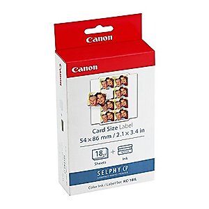 Canon SELPHY KC18IL Color Ink Cassette, 54 x 86 mm Label Set (18Sheets)