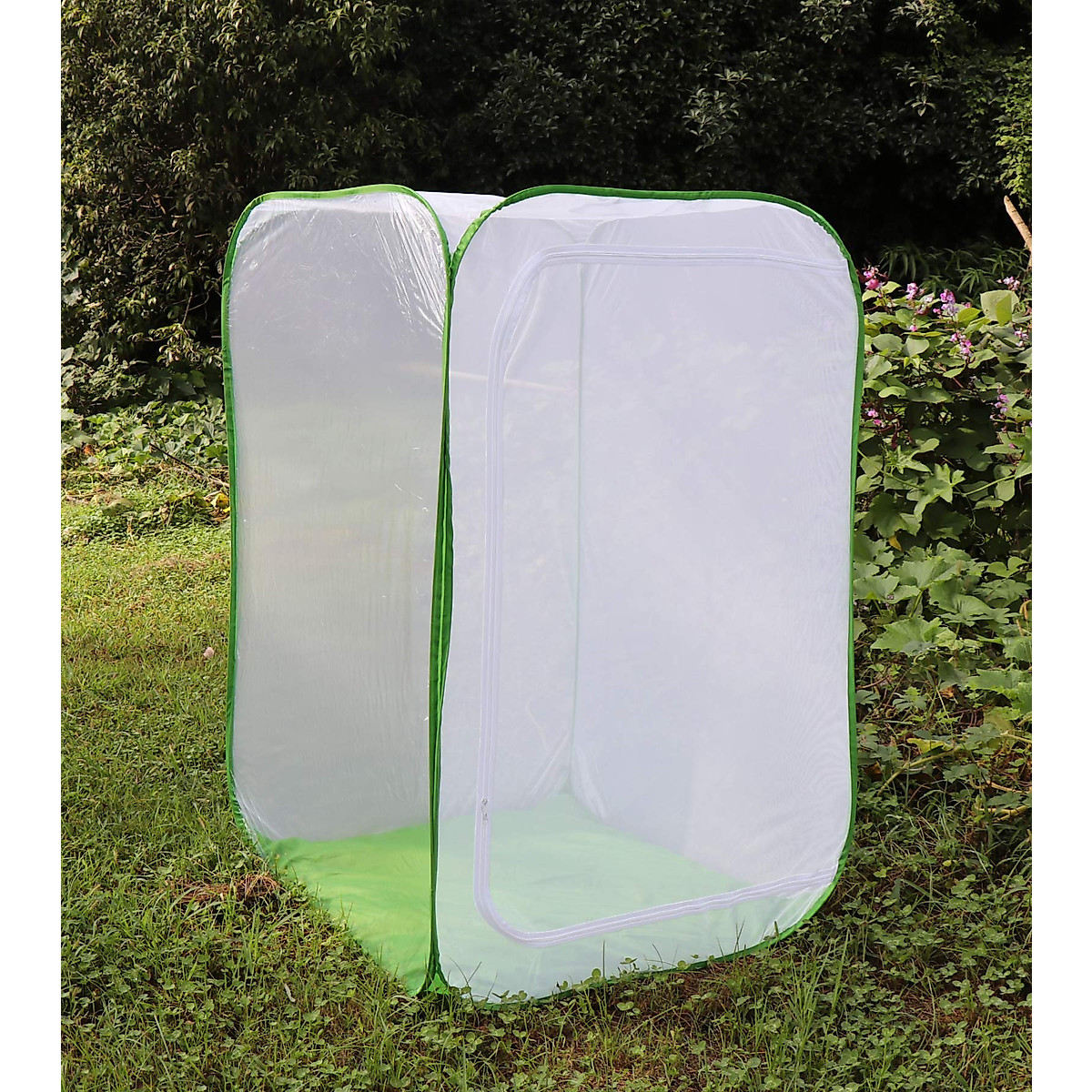 5 Feet Extra Large Monarch Butterfly Habitat, Giant Collapsible Insect Mesh Cage Terrarium Pop-up (White + Green, 35 x 35 x 59 Inches)