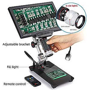 Soldering Microscope, 10.1-inch LCD Digital Microscope Coin Microscope, Compatible with Windows/OS/TV, Supports 1080P Video Record, HDMI Digital Microscope for Adults with Station, 32GB TF Card