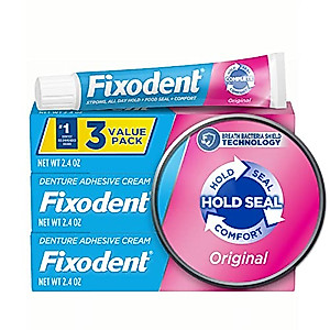 Fixodent Complete Original Denture Adhesive Cream, 2.4 Ounce (Pack of 3)