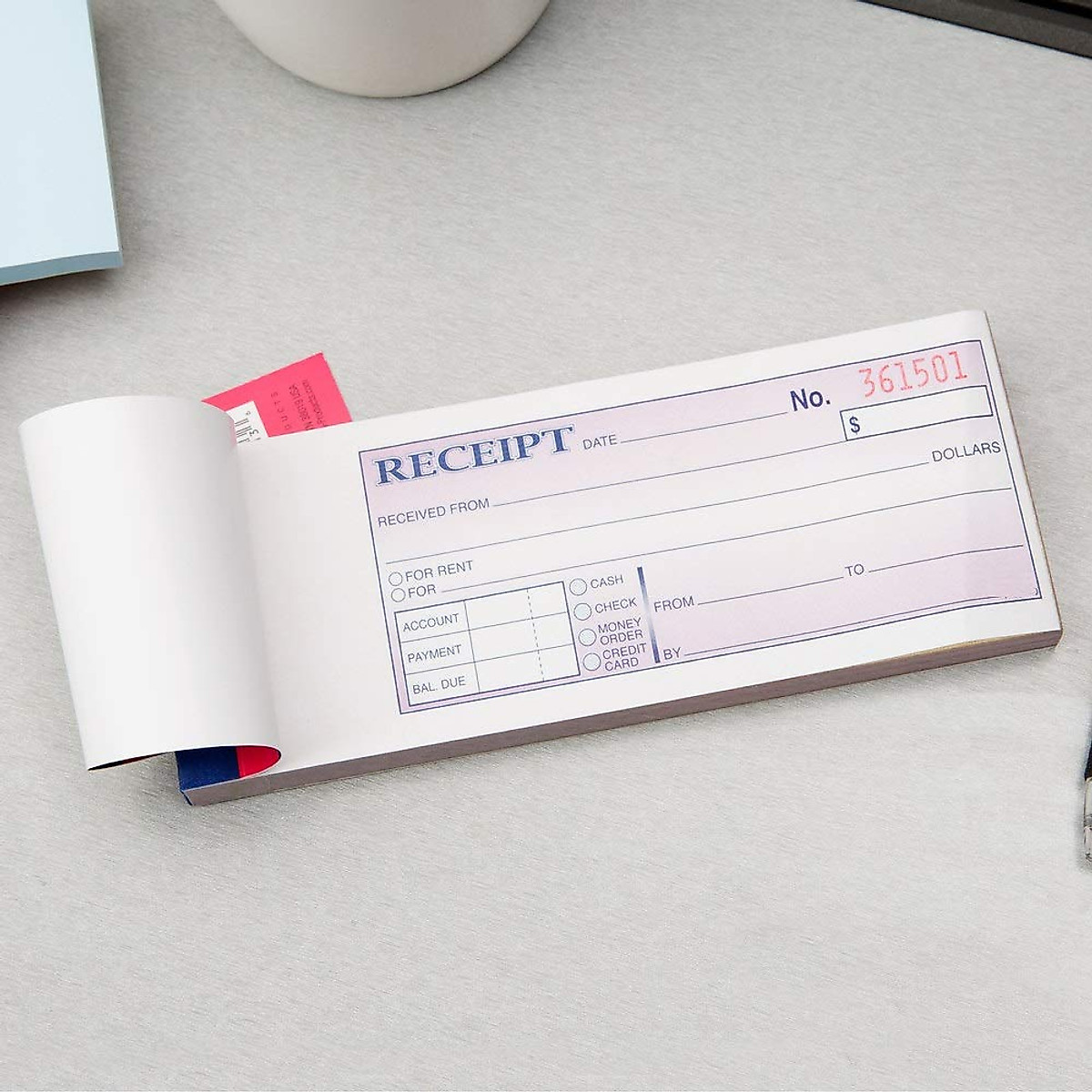 1InTheOffice Money and Rent Receipt, 2-3/4 x 7-3/16 Inches, 3-Parts, Carbonless, White/Canary, 50 Sets per Book (2 Pack)