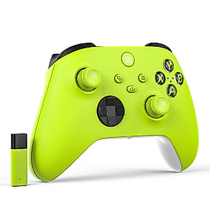 fuxinya Wireless Controller Wireless PC Gamepad with 2.4GHZ Wireless Adapter Compatible With Xbox Series X/S、Xbox One、Windows 10/11（Electric Volt）