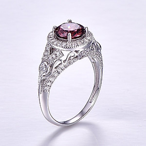 Merthus CZ Halo Engagement Ring for Women, 925 Sterling Silver Ring Size 8