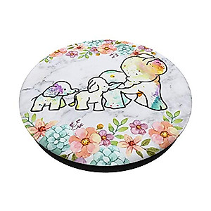 Mama Elephant Family - 2 Kiddos Elephant Gift for Mom PopSockets PopGrip: Swappable Grip for Phones & Tablets