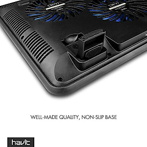 Havit HV-F2056 15.6-17 Inch Laptop Cooler Cooling Pad - Slim Portable USB Powered (3 Fans) (Blue)