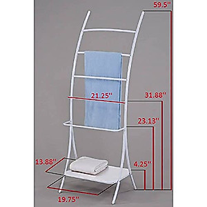 Pilaster Design Contemporary Twilio Freestanding 5 Tier Bathroom Towel Rack with Storage Shelf, White Metal