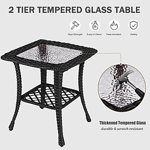 Outdoor Furniture Set, 3 Pieces Rattan Wicker Swivel Chair Coversation Set with Side Table
