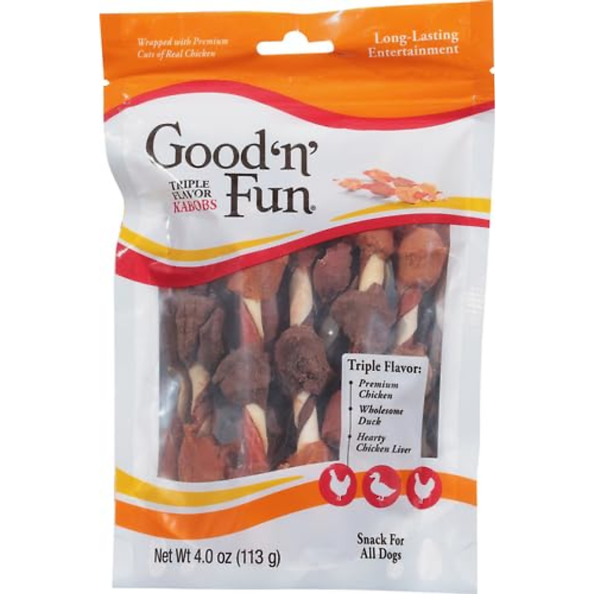 Good'N'Fun Triple Flavored Rawhide Kabobs For Dogs, 4-Ounce