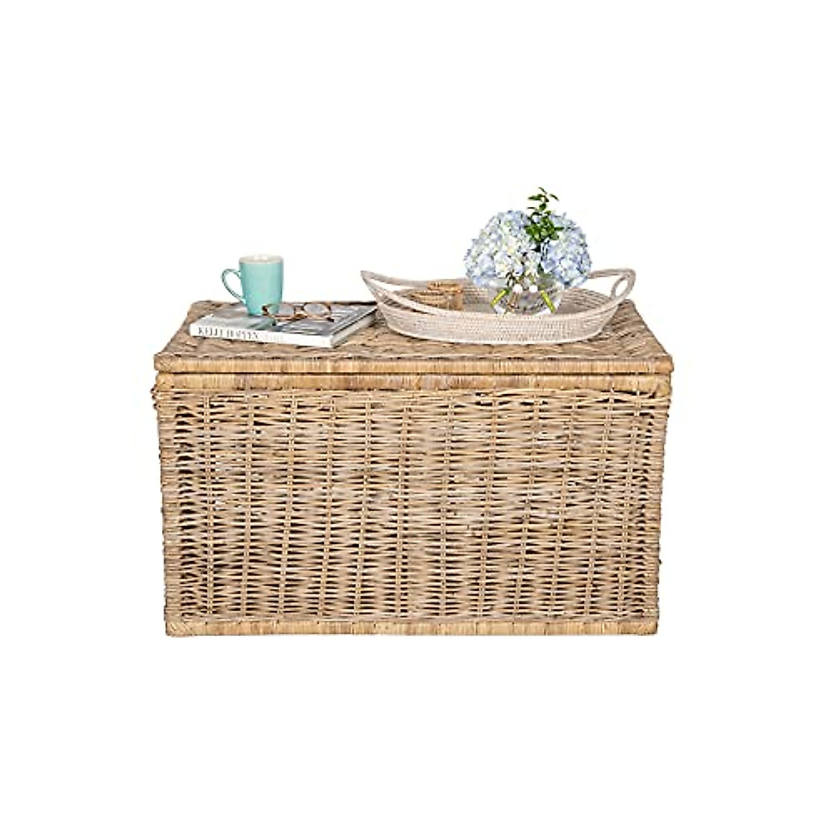 Kouboo Rattan Kobo Decorative Storage Trunk with Lid, Large