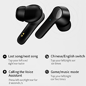 Tws Bluetooth 5.1 Earphone Wireless Headset Waterproof Deep Bass Earbuds Hi-fi Stereo Headphone Working Sport Earphones with Charging Case (Black)