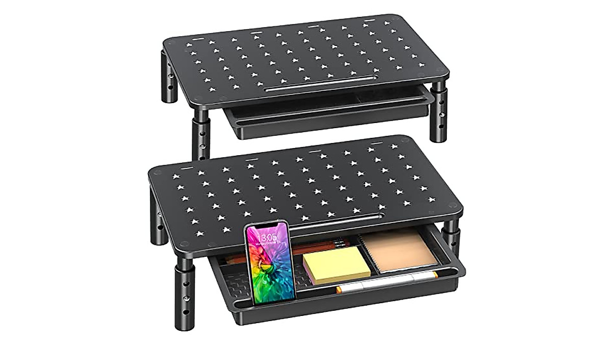 Zimilar Adjustable Monitor Stand Riser w/ Drawer - 2 Pack