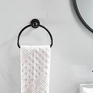 Leyden Bronze Towel Holder, Oil Rubbed Bathroom Towel Ring, Bath Hand Towel Rack Wall Mounted Half Round Farmhouse Rustic ORB